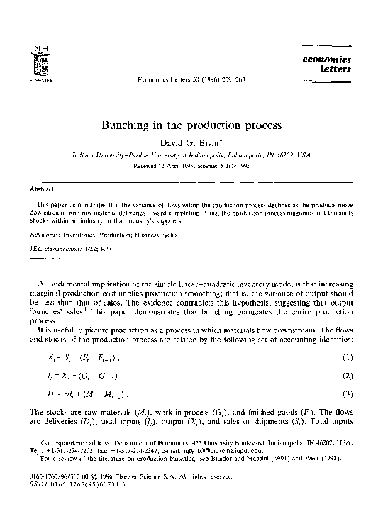 (PDF) Bunching in the production process