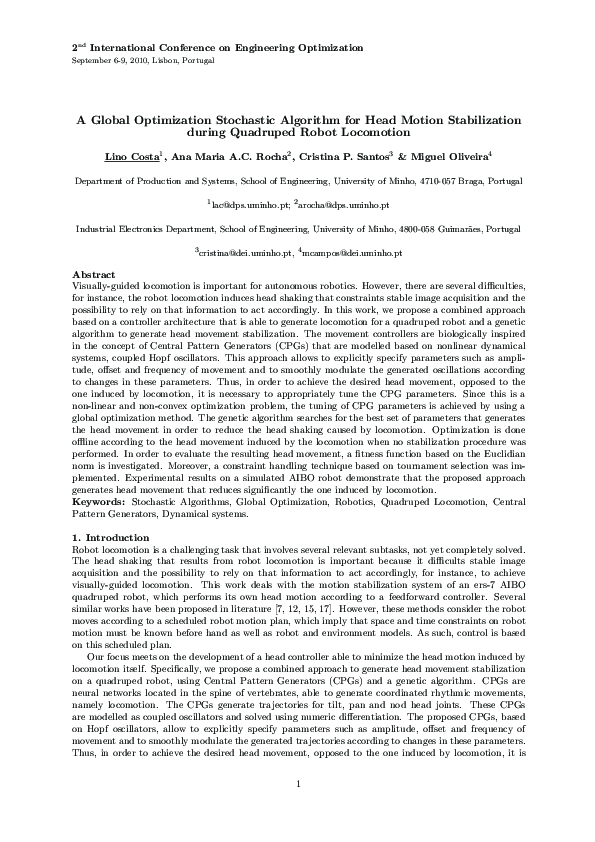 (PDF) A Global optimization stochastic algorithm for head motion stabilization during quadruped ...