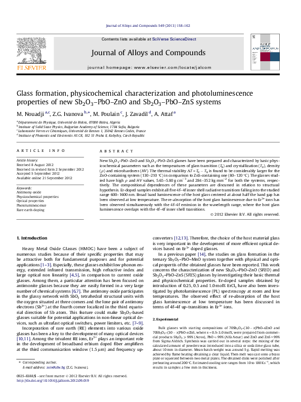 (PDF) Glass formation, physicochemical characterization and ... (PDF) Glass formation, physicochemical characterization and ...