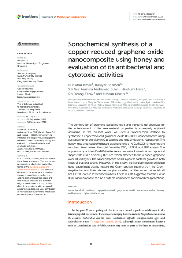 (PDF) Sonochemical synthesis of a copper reduced graphene oxide ...