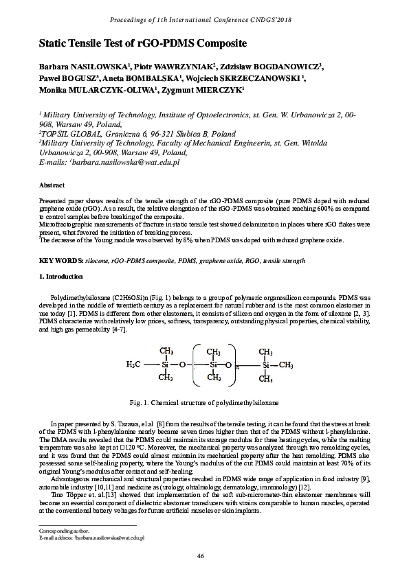 (PDF) Static Tensile Test of rGO-PDMS Composite