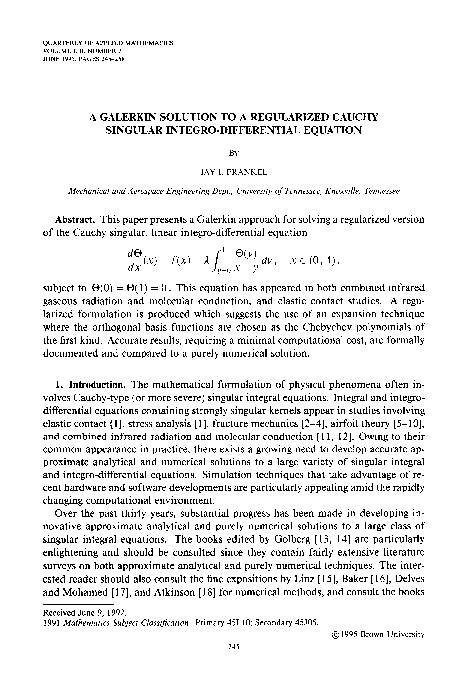 (PDF) A Galerkin solution to a regularized Cauchy singular integro ...