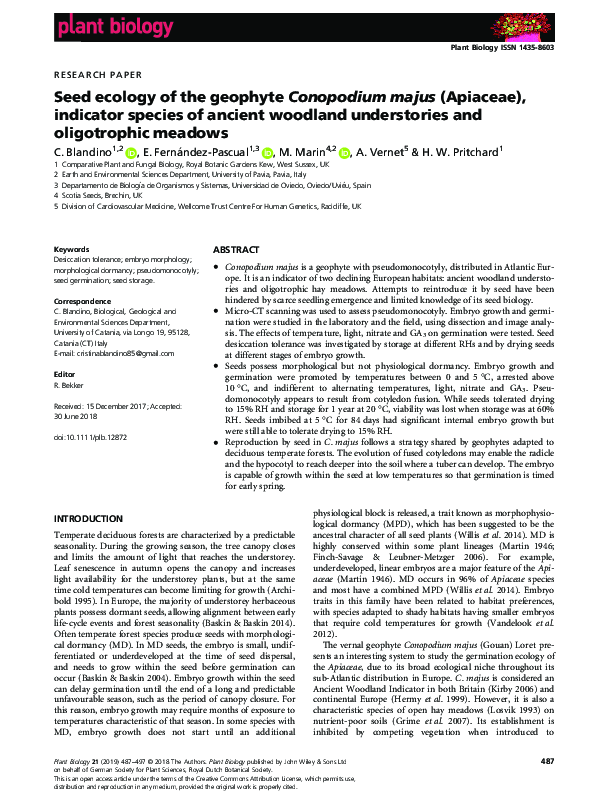 (PDF) Seed ecology of the geophyte Conopodium majus (Apiaceae ...