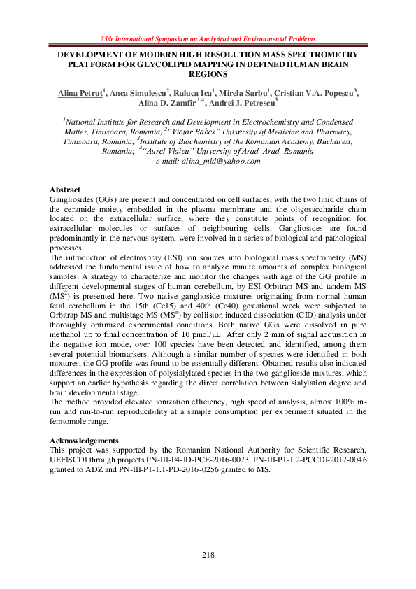 (PDF) High-Resolution Mass Spectrometry for Gangliosides
