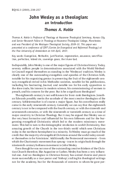 (PDF) John Wesley as a theologian: an introduction