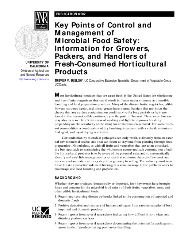 (PDF) Key Points of Control and Management for Microbial Food Safety ...