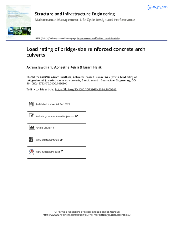 (PDF) Load rating of bridge-size reinforced concrete arch culverts