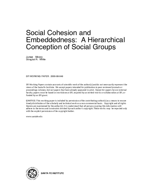 (PDF) Social cohesion and embeddedness: A hierarchical conception of ...