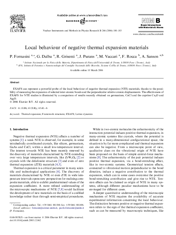 (PDF) Local behaviour of negative thermal expansion materials