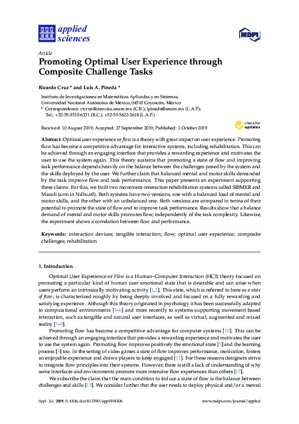 (PDF) Promoting Optimal User Experience through Composite Challenge Tasks