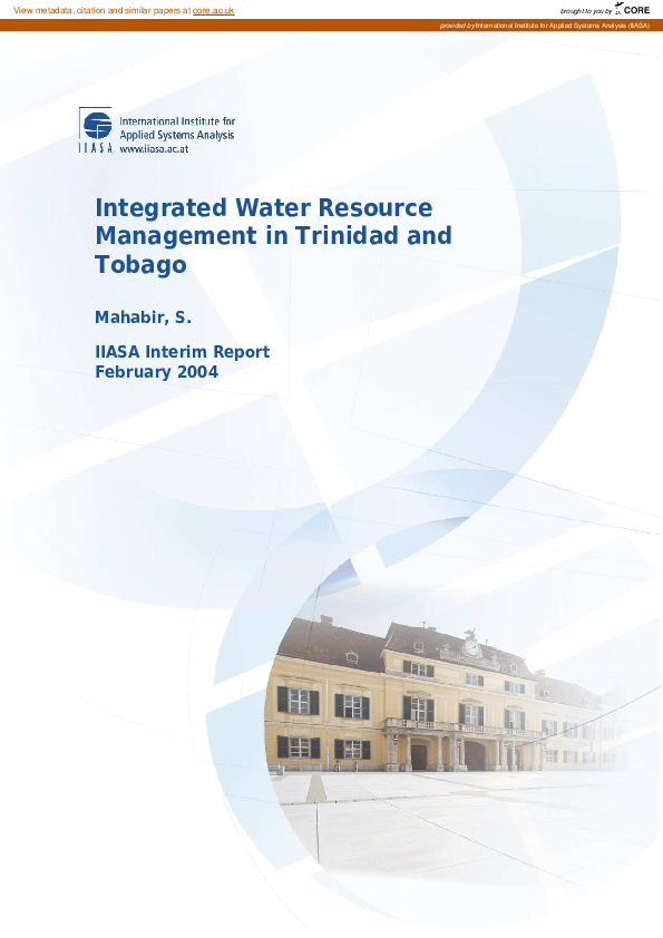 (PDF) Integrated Water Resource Management in Trinidad and Tobago