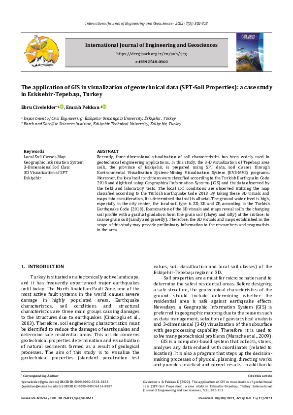 (PDF) The Application of GIS in Visualization of Geotechnical Data (SPT-Soil Properties): A Case ...