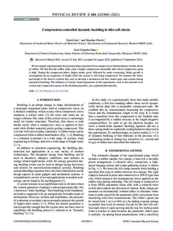 (PDF) Compression-controlled dynamic buckling in thin soft sheets