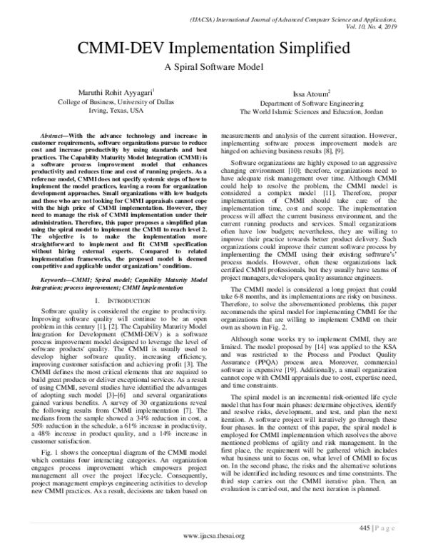 (PDF) CMMI-DEV Implementation Simplified