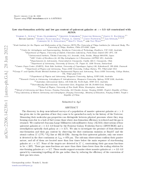 (PDF) Low Star Formation Activity and Low Gas Content of Quiescent ...