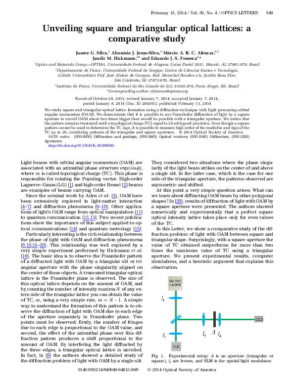 (PDF) Unveiling square and triangular optical lattices: a comparative study