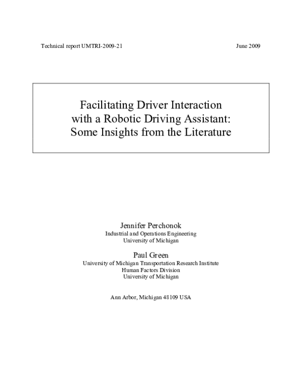 (PDF) Facilitating driver interaction with a robotic driving assistant ...