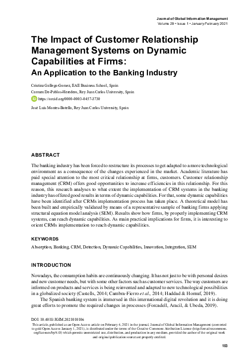(PDF) The Impact of Customer Relationship Management Systems on Dynamic Capabilities at Firms