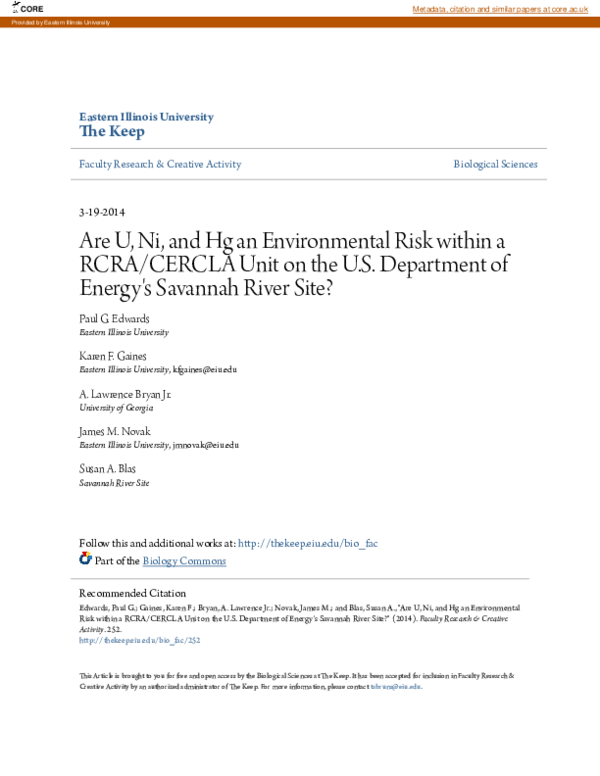 (PDF) Are U, Ni, and Hg an Environmental Risk within a RCRA/CERCLA Unit ...
