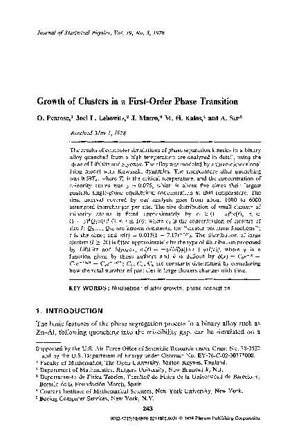 (PDF) Growth of clusters in a first-order phase transition