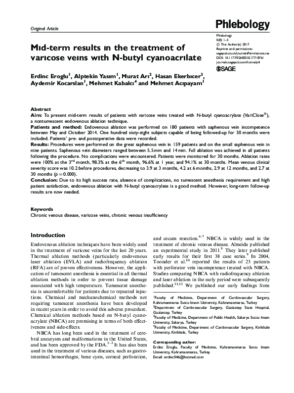 (PDF) Mid-term results in the treatment of varicose veins with N-butyl ...