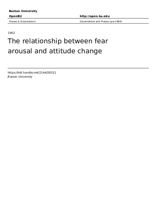 (PDF) The relationship between fear arousal and attitude change