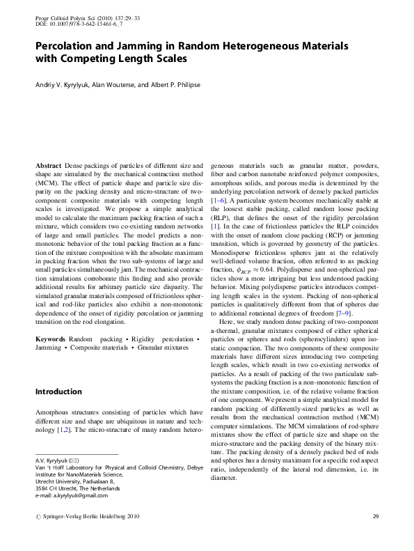 (PDF) Percolation and Jamming in Random Heterogeneous Materials with ...