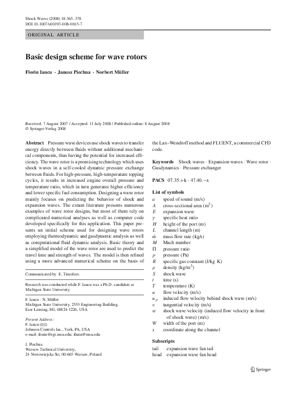 (PDF) Basic design scheme for wave rotors