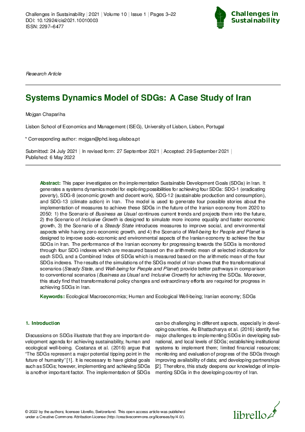 (PDF) Systems Dynamics Model of SDGs: A Case Study of Iran