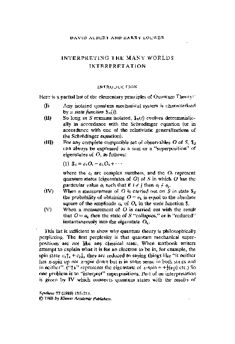 (PDF) Interpreting the many worlds interpretation