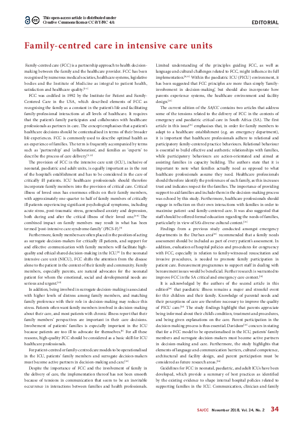 (PDF) Family-centred care in intensive care units