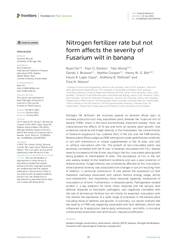 (PDF) Nitrogen fertilizer rate but not form affects the severity of ...