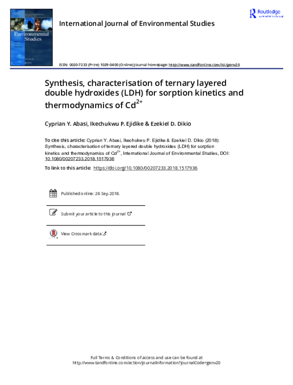 (PDF) Synthesis, characterisation of ternary layered double hydroxides ...