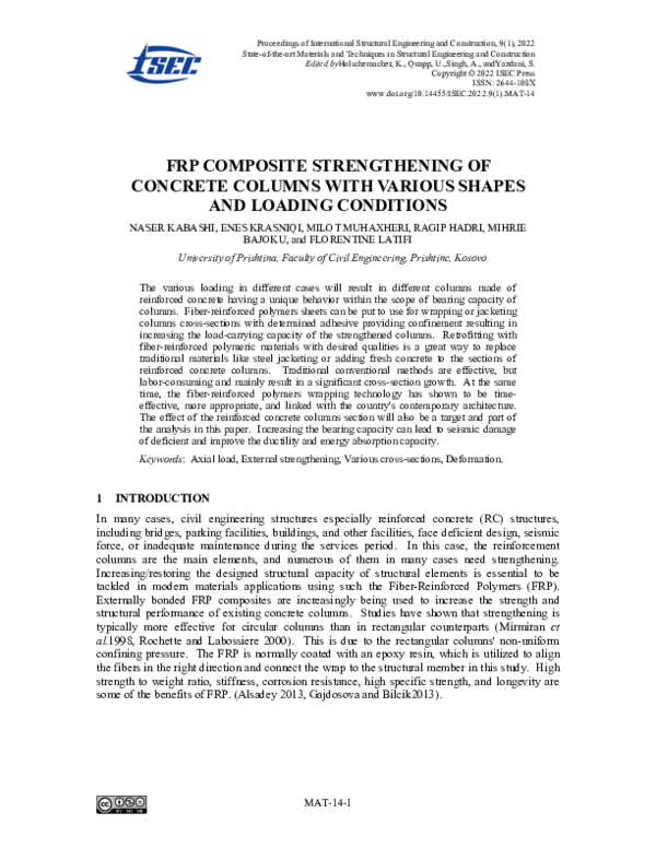 (PDF) FRP Composite Strengthening of Concrete Columns with Various Shapes and Loading Conditions