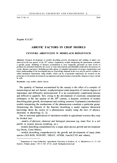 (PDF) Abiotic Factors in Crop Models