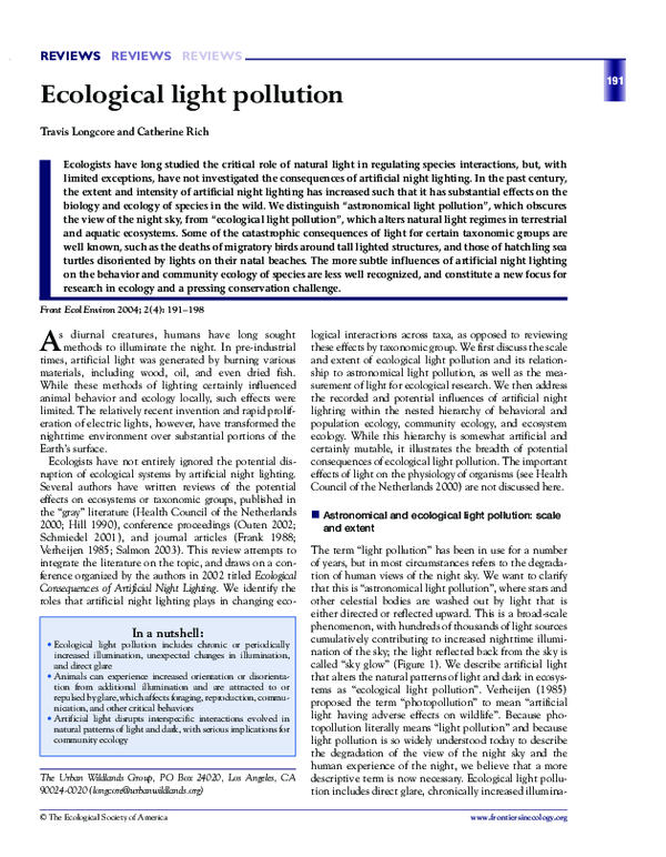 (PDF) Ecological Light Pollution