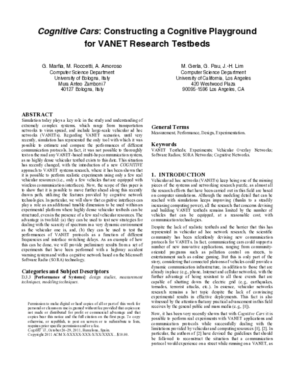 (PDF) Cognitive cars