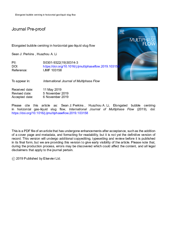 (PDF) Elongated bubble centring in horizontal gas-liquid slug flow
