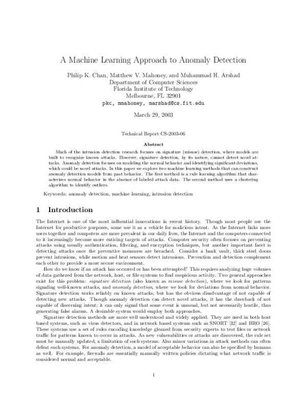 Pdf A Machine Learning Approach To Anomaly Detection Based On Traffic Monitoring For Secure 6583