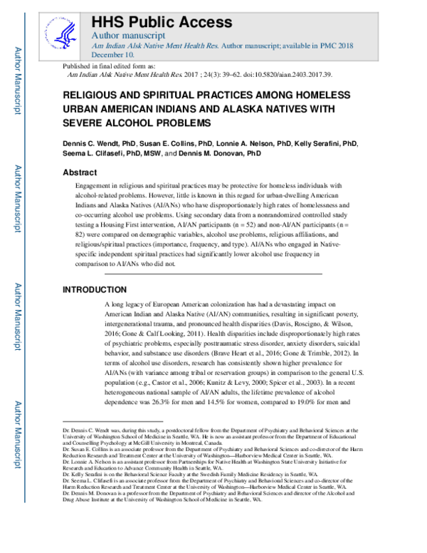 (PDF) Religious and Spiritual Practices Among Home-less Urban American ...