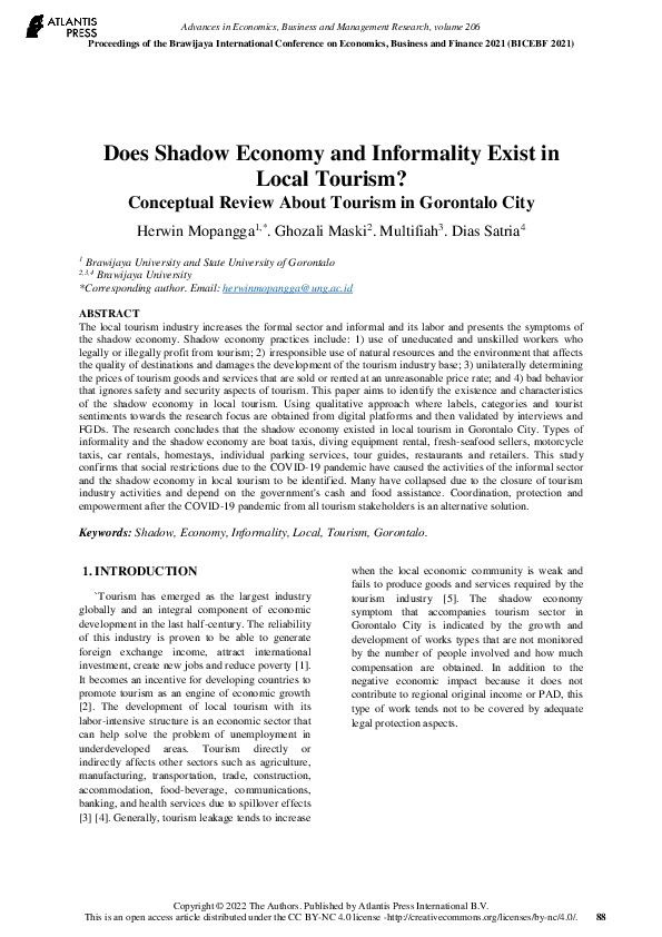 (PDF) Does Shadow Economy and Informality Exist in Local Tourism?