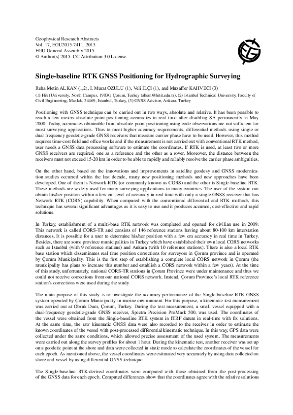 (PDF) Single-baseline RTK GNSS Positioning for Hydrographic Surveying