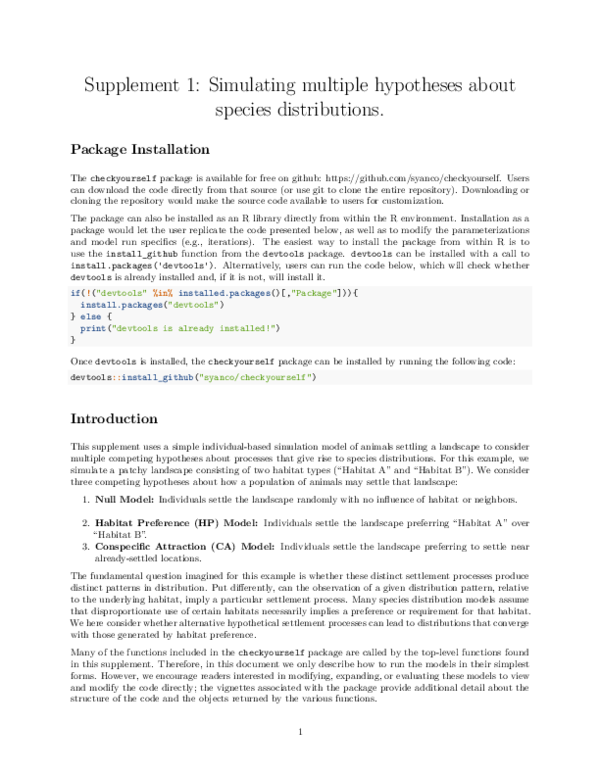 (PDF) Simulating multiple hypotheses about species distributions. from ...