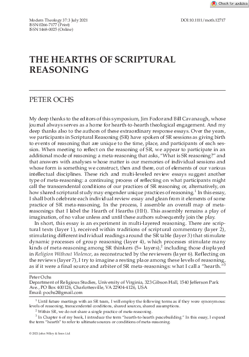(PDF) THE HEARTHS OF SCRIPTURAL REASONING