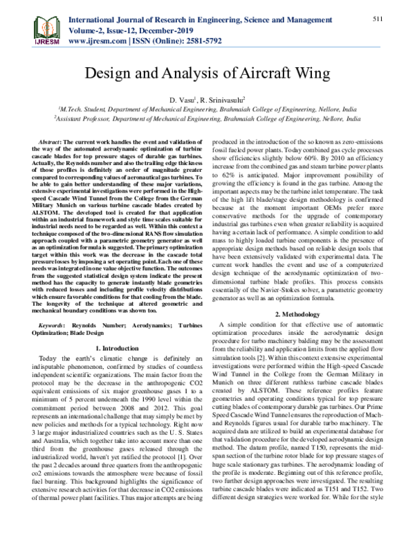 (PDF) Design And Analysis of Aircraft Wing