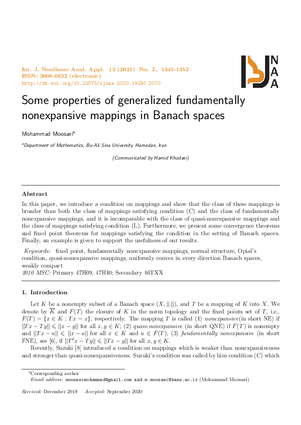 (PDF) Some properties of generalized fundamentally nonexpansive mappings in Banach spaces