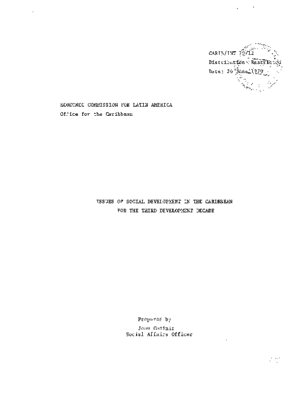 (PDF) Issues of social development in the Caribbean for the Third ...