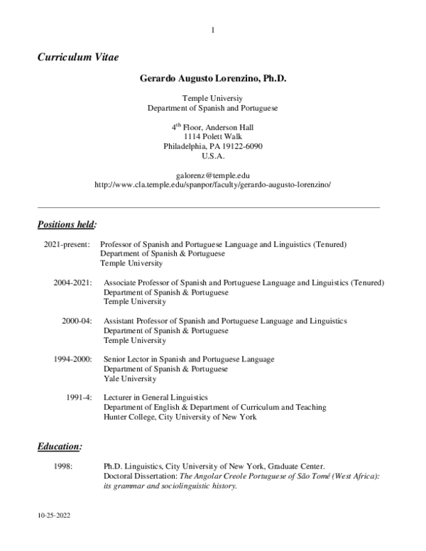 (PDF) Curriculum Vitae