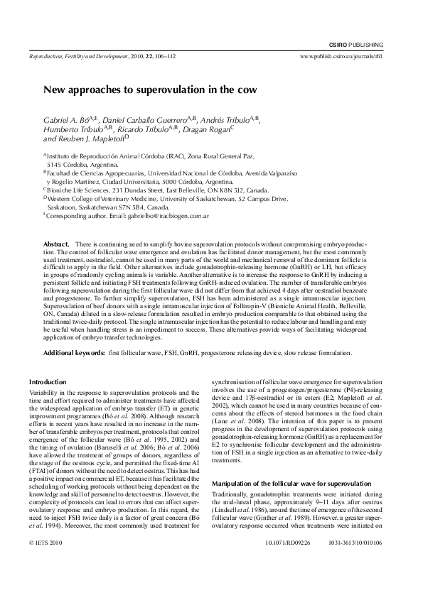 (PDF) New approaches to superovulation in the cow