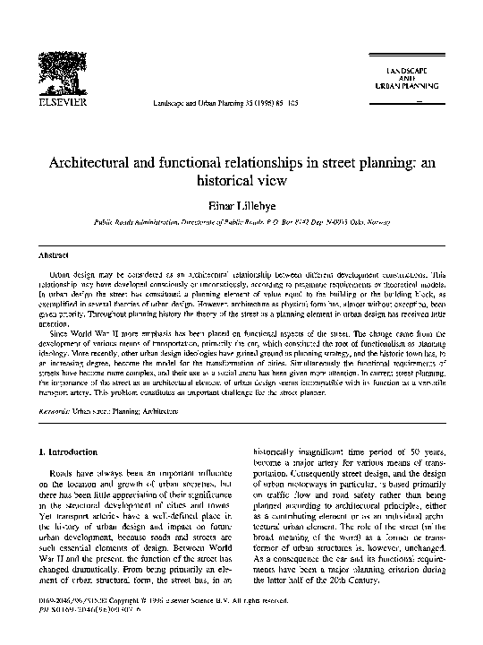 (PDF) Architectural and functional relationships in street planning: an ...